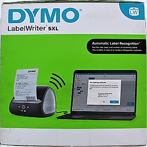 DYMO LabelWriter 5XL Direct Thermal Label Printer with USB and Ethernet Connectivity, Black - Monochrome, 62 Labels Per Minute, 300 dpi, 4 x 6 - Includes 1 Rolls of 500 Labels