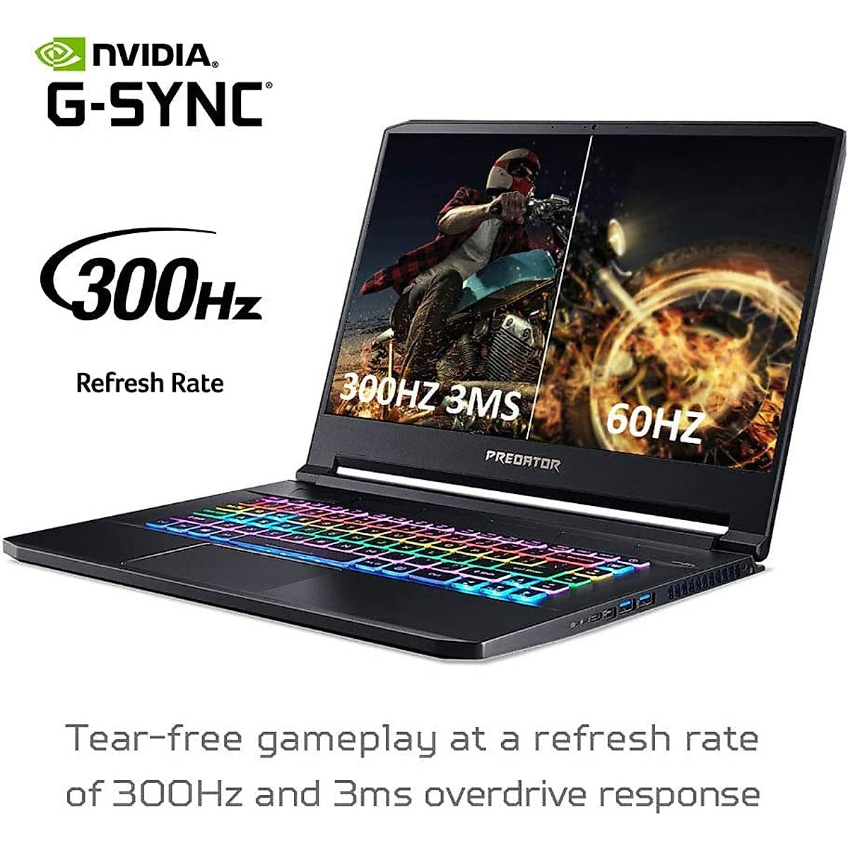 Acer Predator Triton 500 Gaming Laptop, 15.6" FHD NVIDIA G-SYNC Display 300Hz, Intel Core i7-10750H, NVIDIA GeForce RTX 2070 Super, 32GB DDR4 RAM, 1TB NVMe SSD, Wi-Fi 6, RGB Backlit KB