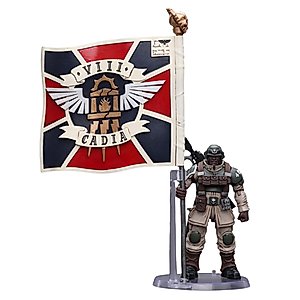 HiPlay JoyToy Warhammer 40K Collectible Figure: Astra Militarum Cadian Command Squad Veteran with Regimental Standard 1:18 Scale Action Figures JT7929 (Veteran with Regimental Standard)