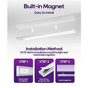 Auxoda Under Cabinet Lights, LED Lights Motion Sensor Light Indoor, Under Cabinet Lighting, 2Pack 13 Inch 7000K 56 LED Wireless USB Rechargeable Under Counter Lights, Lights for Bedroom, Closet Lights