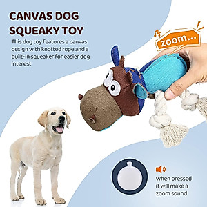 IOKHEIRA Dog Plush Toy for Large Aggressive Chewers,Indestructible Dog Squeaky Toys,Stuffed Animals Toys with Cotton Material and Crinkle Paper,Durable Chewing Toys (Azure, Cattle)