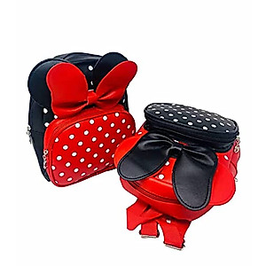 Children Girls Backpacks Mouse Ears Bows Spots Cute School Bags Going to School Travel Shopping Outings Decoration Children's Gift (black)