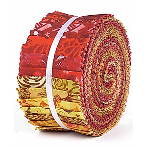 Soimoi 40Pcs Batik Print Cotton Precut Fabrics for Quilting Craft Strips 2.5x42inches Jelly Roll - Red