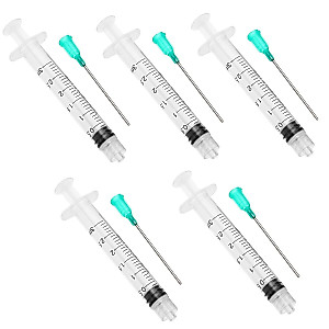 Dispensers Applicator Syringes Set, 5 Pack 3ml Dispensing Syringes With Dispensing Needles and Caps for DIY Quilling, Acrylic Painting, Oiler Bottle, Craft, Artwork Hobbies