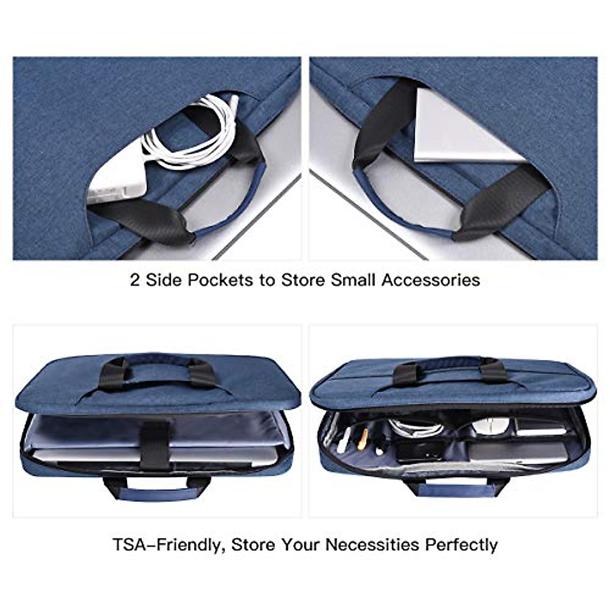 14-15 Inch Laptop Sleeve Briefcase Men Women Bag with Organizer for HP Pavilion/Chromebook 14, Dell Inspiron 13 5000 7000, Lenovo Flex 5 14, ASUS Chromebook Flip C433 14, Acer Surface Case,Navy Blue