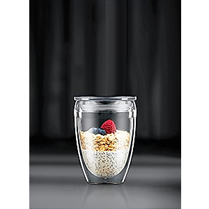 Bodum Plastic K11849-10SA Pavina To Go Double Wall Shatterproof Tumbler With Lid 2-Pack, 10 Ounce, Clear