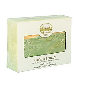 FALLS RIVER SOAP COMPANY Avocado Soap (4Oz) - Handmade Soap Bar with Jasmine Essential Oils and fresh Avocado slurry - Organic and All-Natural