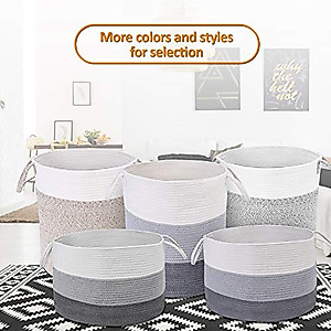 VOYSIGN Cotton Rope woven Basket Large size 16"x16"x17.7"- can be used for organization and storage, Baby Laundry Baskets, Woven Blanket Baskets, Storage bins