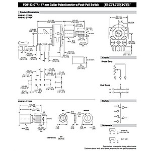 Genuine Bourns 500K (Pack of 2) Split Shaft Push-Pull Pot for Electric Guitar