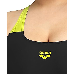 Arena Performance Women's Graphic Swim Pro Back Plus Size One Piece Swimsuit Chlorine Resistant MaxLife Bathing Suit, Black/Soft Green, 16W-18W