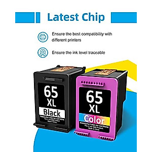 Aroil 65 65XL Ink Cartridges Combo Pack Remanufactured Cartridge for HP Compatible with Deskjet 2622 2624 2652 2655 3720 3721 3722 3723 3732 3758,Envy 5052 5058 Printers. XL Black,Color