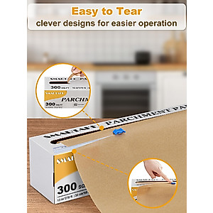 SMARTAKE Parchment Paper Roll for Baking, 13 in x 278 ft, 300 sq.ft, Non-Stick Baking Paper Sheets with Slide Cutter, Heavy Duty Extra Long, for Kitchen Baking Cooking Grilling Steaming, Unbleached
