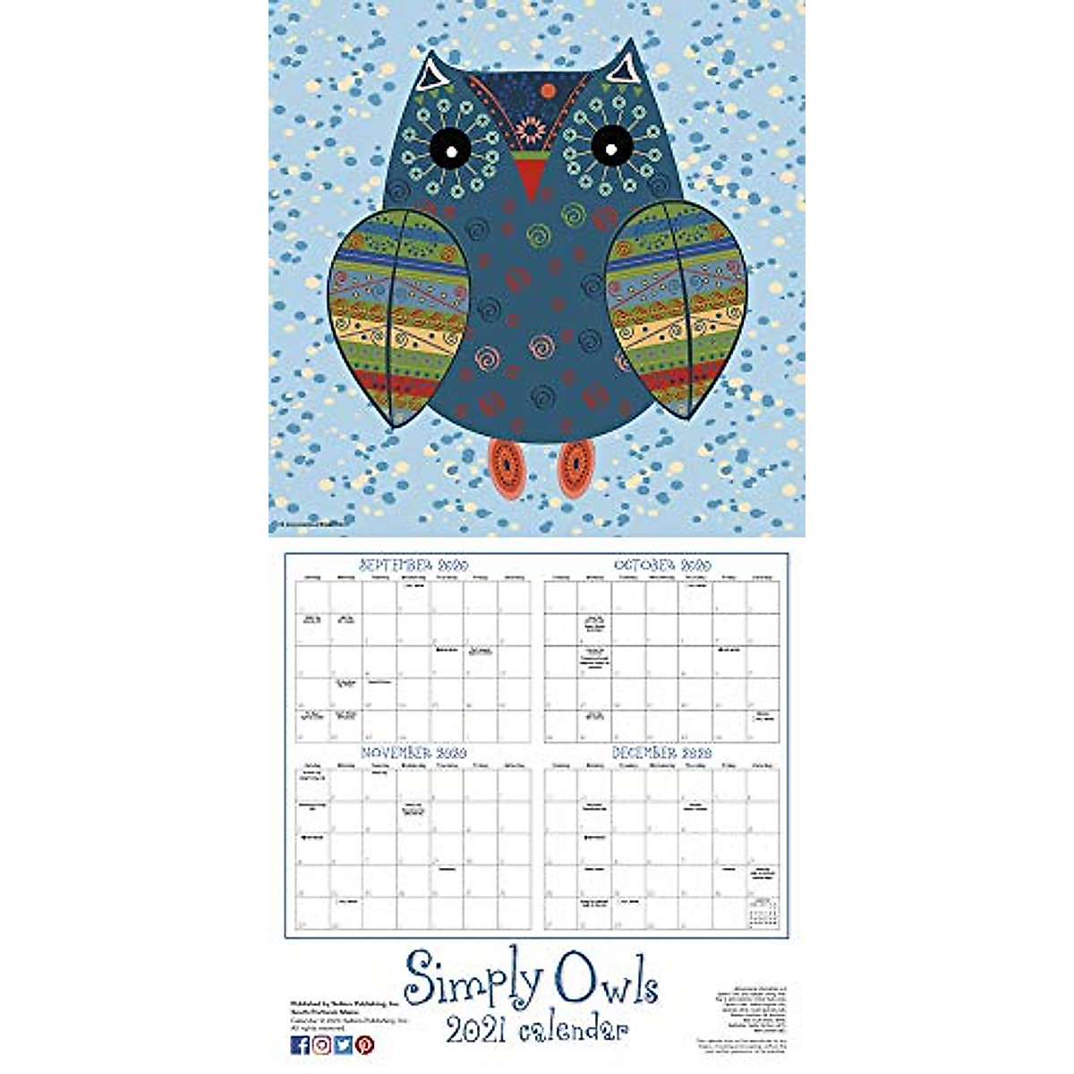2021 Simply Owls 16-Month Wall Calendar