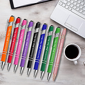 Max 500 Personalized Pens in Bulk Custom Pens with Stylus Tips Engraved Name Customized Ballpoint Pen Gift for Men Women Adults Business Teacher Nurses Wedding-300Pack