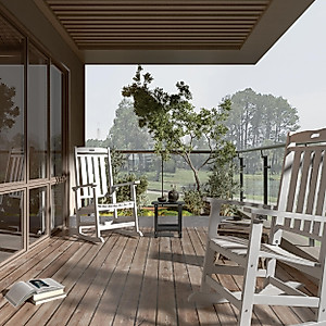 White Oversized Outdoor Rocking Chair, HDPE Outdoor Rocking Chair, Weather Prsistant Patio Rocking Chairs for Adult, White Porch Rocker for Backyard Patio Garden Porch 38" D x 27" W x 46" H