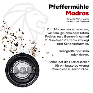 Peugeot - Madras u'Select Manual Pepper Mill - Adjustable Grinder - Stainless Steel & Beechwood, Graphite