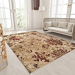 Premium Rugs Modern Distressed Soft Large Area Rugs for Bedroom, Indoor/Outdoor Rug, Dining & Living Room, Stain Resistant, Pet Friendly, Lightweight, Waterproof & Easy to Clean (Red Large 8x11)