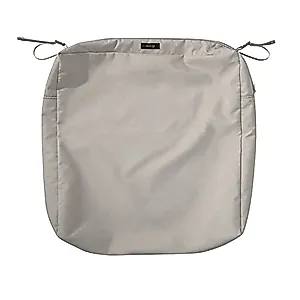 Classic Accessories Ravenna Water-Resistant 23 x 23 x 5 Inch Square Outdoor Seat Cushion Slip Cover, Patio Furniture Chair Cushion Cover, Mushroom, Patio Furniture Cushion Covers
