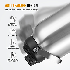 Kerilyn 128oz Insulated Water Bottle With Wide Mouth, One Gallon Stainless Steel Double Vacuum Water Bottle For Hot & Cold Drinks, Large Water Bottle With Handle, Big Water Jug For Sports, Travel