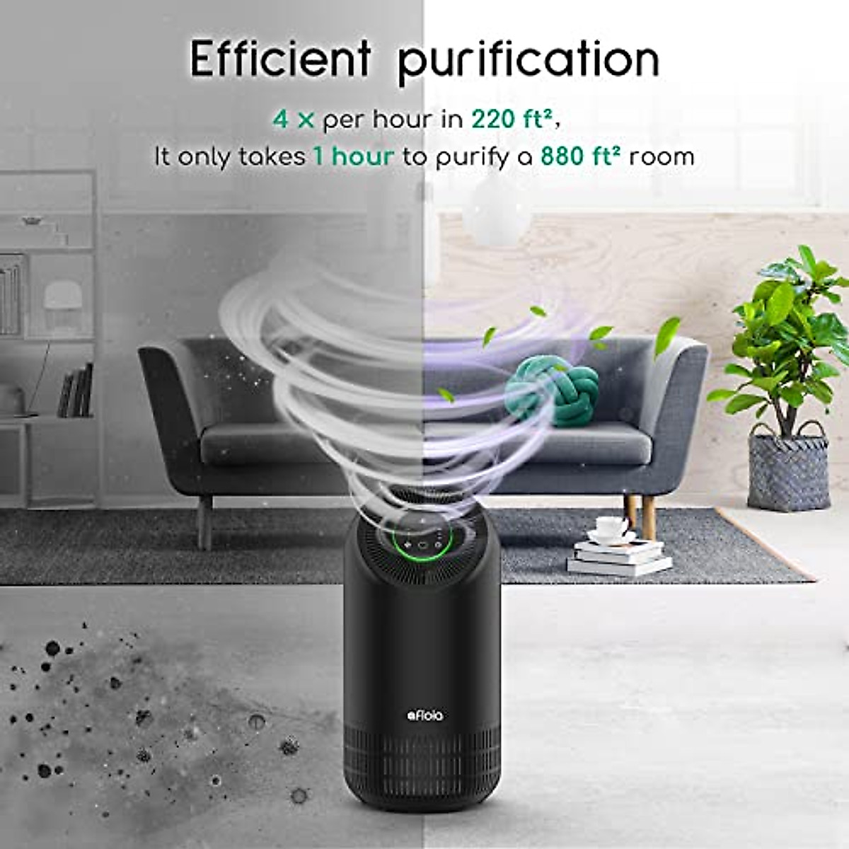Air Purifiers for Home Up to 880 Ft² With Fragrance Sponge, 24dB HEPA Filter Air Fresheners,3-Stage Filtration Remove 99.99% Smoke, Allergies, Pet Dander, Odor, Dust cleaner For bedroom and office