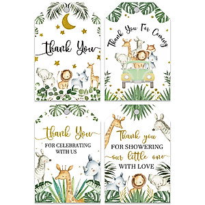 Jungle Safari Gift Tags, Wild Animal Birthday Party Favor Wrap Tags, Baby Shower Hanging Gift Tags with String