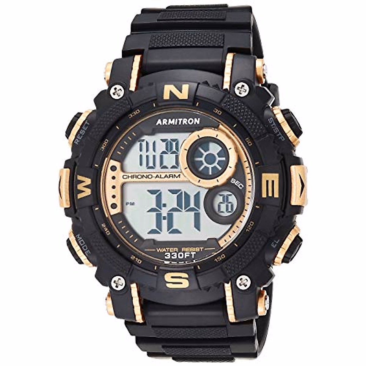 Armitron Sport Men's Quartz Sport Watch with Resin Strap, Black, 22 (Model: 40/8284GBK)