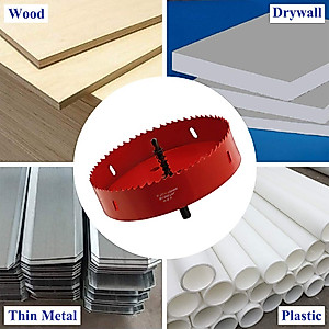 Biaungdo 155mm Hole Saw 6.1 Inch Bi-Metal Hole Saw Corn Hole Cutter for Cornhole Boards, Soft Metal, Drywall, Plastic, Wood, Fiberboard (Red)
