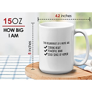Bubble Hugs Nurse Coffee Mug 15oz White - The Requirements - Labor Clinical Certified Nursing Assistant Surgical Emergency Oncology Practitioner