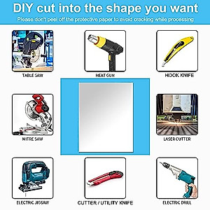 DARENYI 16"x12" Acrylic Mirror Sheet, Flexible Non Glass Body Mirror Tiles Large Self Adhesive Mirror Stickers for Bathroom Bedroom Home Wall Decor (1pc)