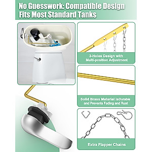 Universal Toilet Bowl Flush Handle Replacement Kit Side Mount, Toilet Repair Kit Inside Tank Chain Flusher Handle Lever Replacement Parts Compatible with American Standard Mansfield Kohler TOTO Eljer