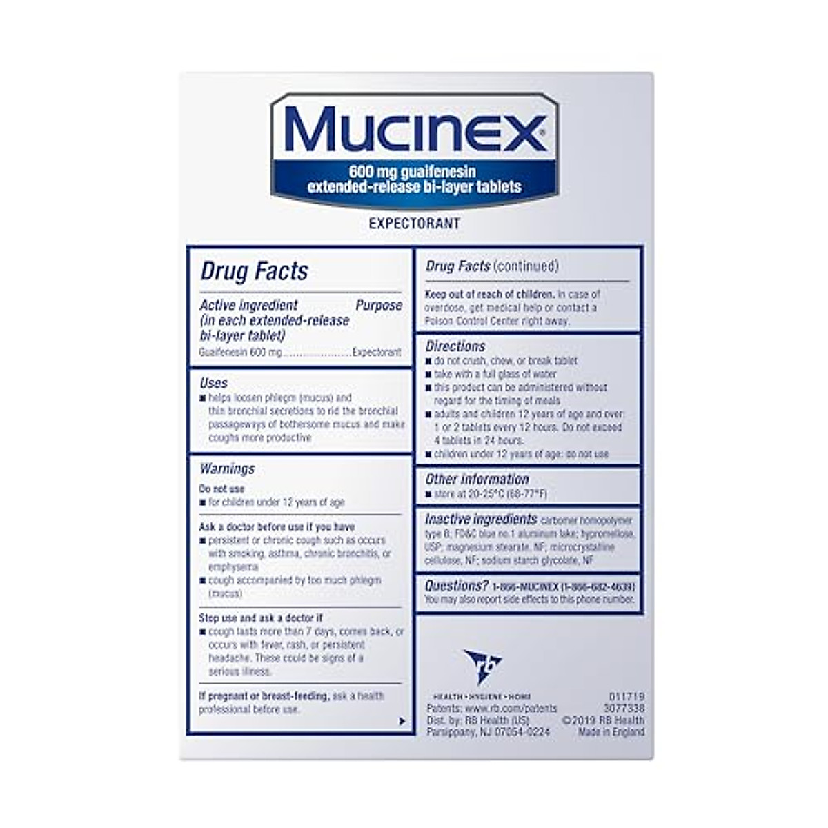 Chest Congestion, Mucinex 12 Hour Extended Release Tablets, 68ct, 600 mg Guaifenesin Relieves Chest Congestion Caused by Excess Mucus, #1 Doctor Recommended OTC Expectorant