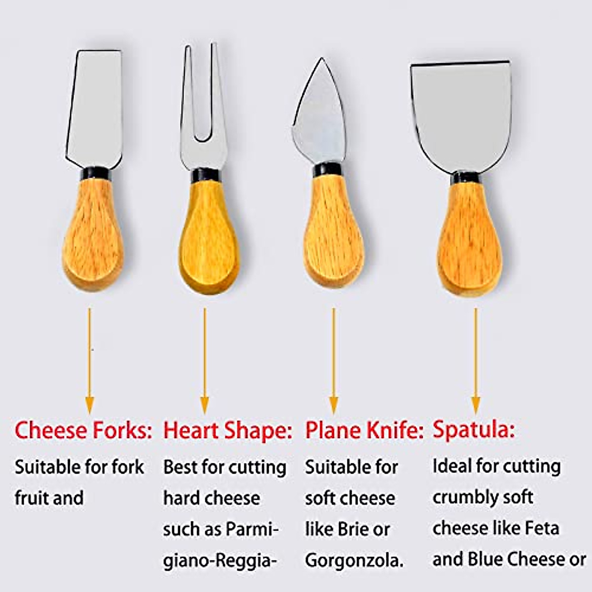 Mondax Premium Bamboo Cheese Board Wooden Charcuterie Platter and Sever Tray with 4 Stainless Steel Knife Thick Fancy Cheese Board Set Kitchen Living-Room House Warming Wedding Ideal