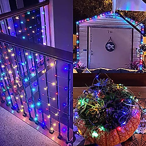 QITONG 2 Pack Upgraded PVC Solar Fairy Lights, Each 33ft 100 LED Multicolor Solar String Lights Outdoor Waterproof, 8 Modes Solar Christmas Twinkle Lights