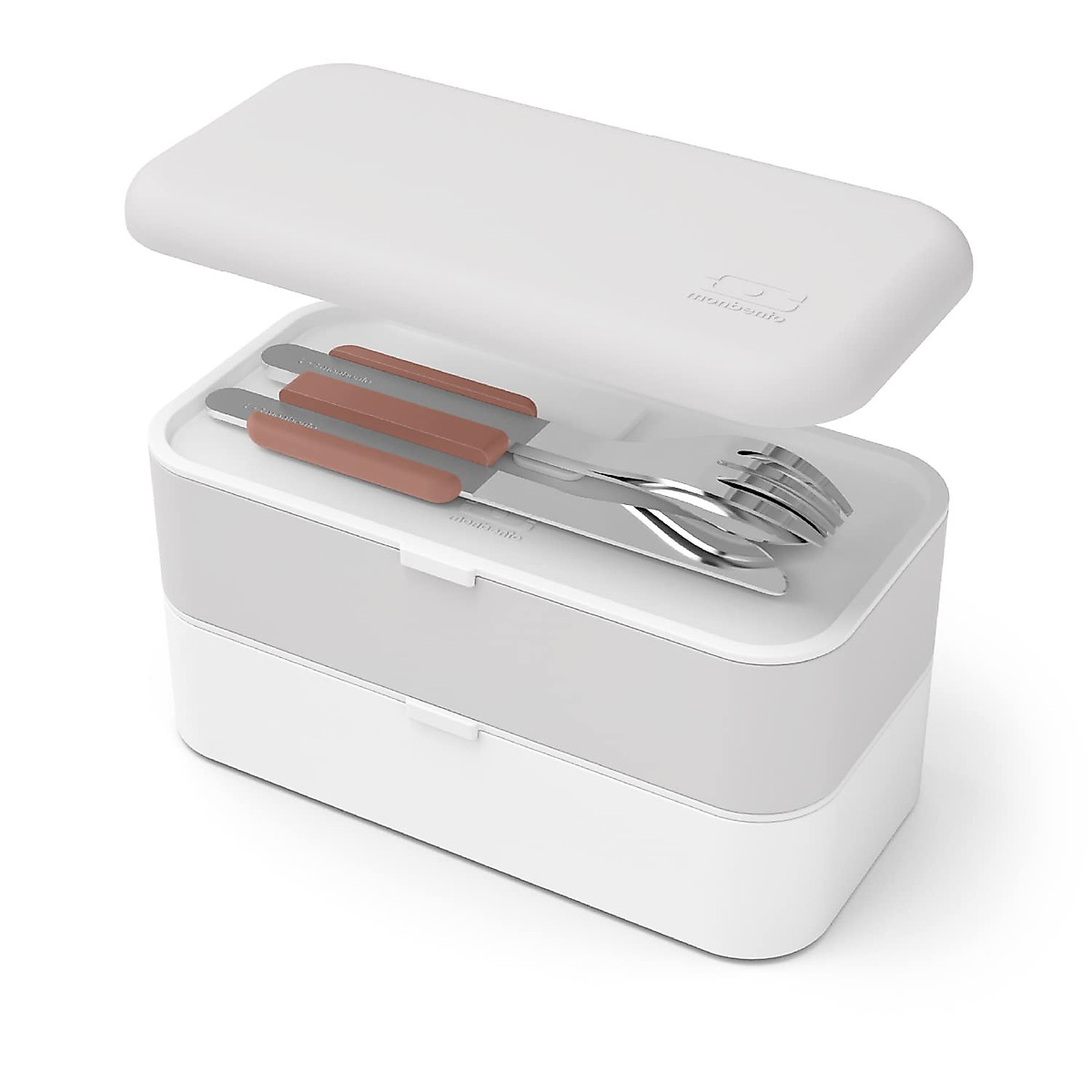 monbento - MB Slim Box pink Moka Cutlery Set for Bento box - Trio Knife - 3 Pieces Fork Spoon Knife - Perfect for Outdoor/Work Lunch