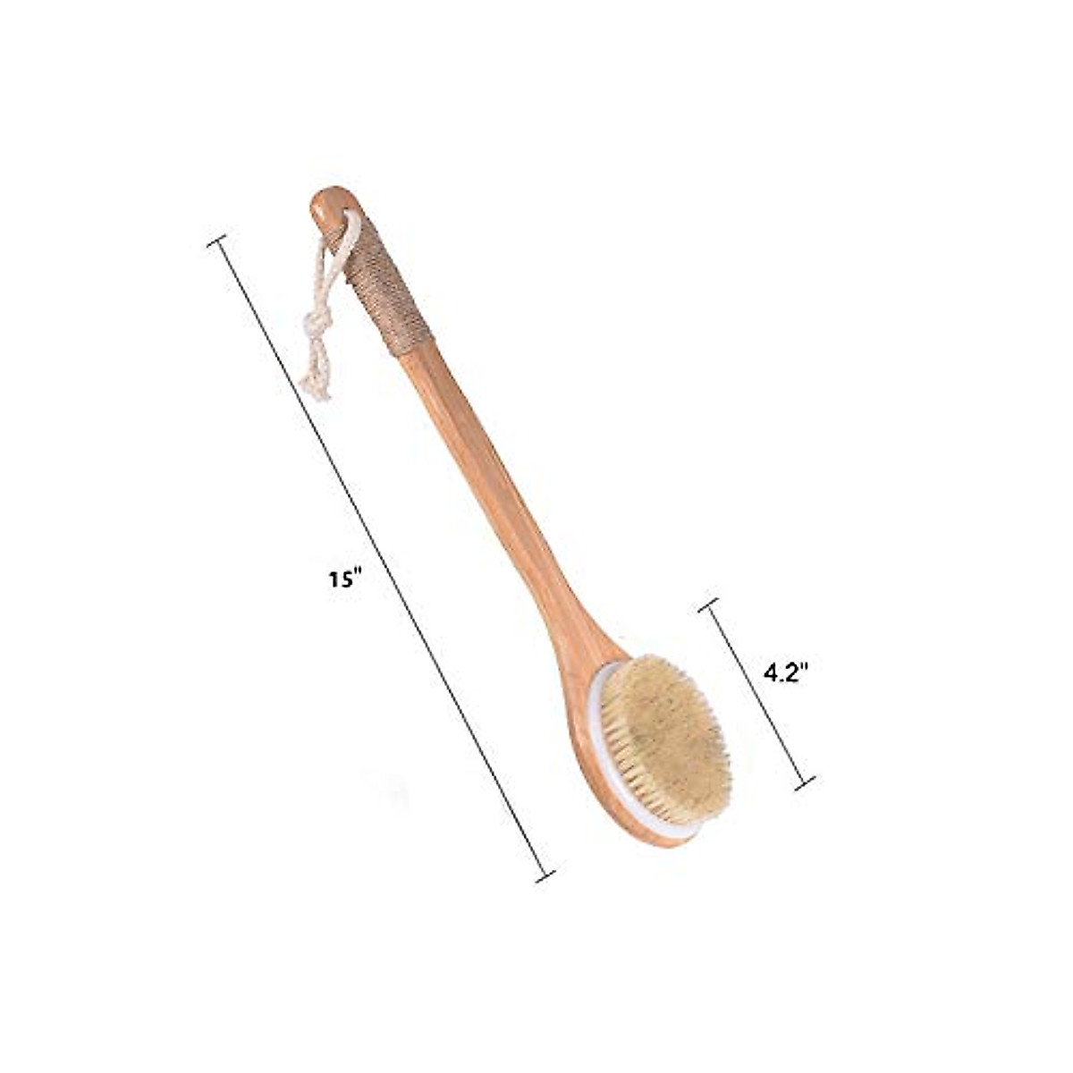 Chikoni Dry Bath Body Brush Back Scrubber with Anti-Slip Long Wooden Handle, Natural Bristles Body Massager, Perfect for Exfoliating, Detox and Cellulite, Blood Circulation, Good for Health