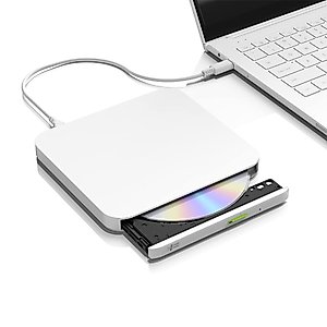 Hitachi LG External CD/DVD Drive | Portable Player Burner for Laptop, PC, Smartphone | USB Type-C | Multi OS (Window, Mac, Android, Fire) (White)