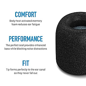 Comply Sport Pro Memory Foam Earphone Tips for B&O (Medium, 3 Pairs), Black