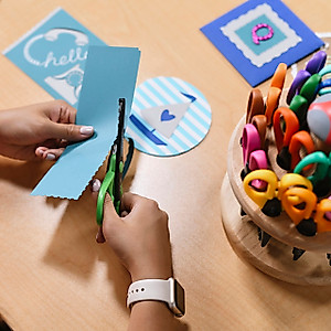 ECR4Kids Kraft Edgers with Rotating Hardwood Rack, Decorative Scissors, Assorted, 18-Piece