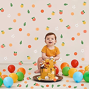 Capoda 300 Pcs Little Cutie Baby Shower Confetti Citrus Confetti White Green Orange Confetti Tangerine Eucalyptus Scatter Confetti for Baby Shower Birthday Wedding Party Table Decoration Supplies