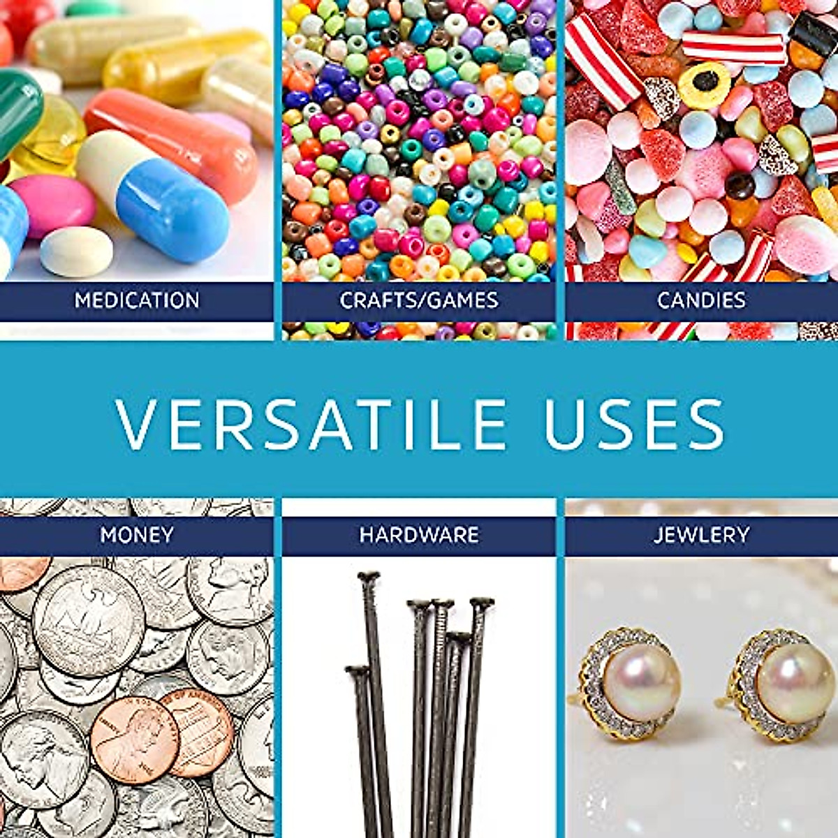 GPI - 500 Pack, 2 Mil, Clear Plastic Reclosable Small Combo Zip Bags, 5 Assorted Sizes, 1" x 1", 1.25" x 1.25", 1.5" x 1.5", 1.5" x 2", 2" x 2", Resealable Zip Top Lock For Jewelry, Bead, Seed, Pills.