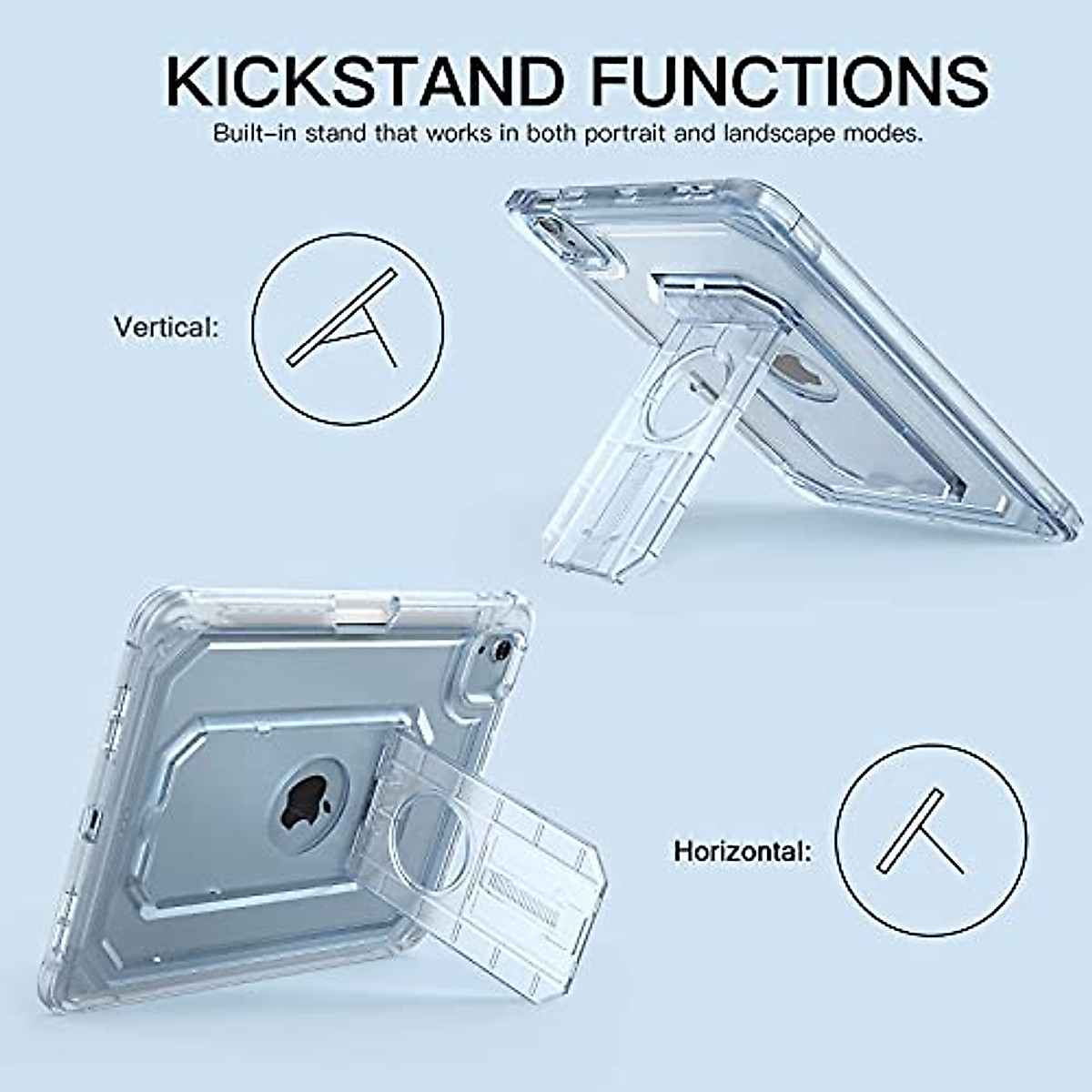 Cantis Clear Case for iPad Air 5th Generation/Air 4th Generation 10.9 Inch 2022/2020, Built-in Screen Protector & Pencil Holder Dual Layer Shockproof, Kickstand, Clear