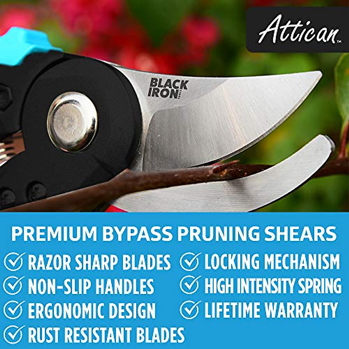 Bypass Pruning Shears for Gardening, Heavy Duty Garden Clipper for Cutting Stems, Soft Grip Hand Pruner
