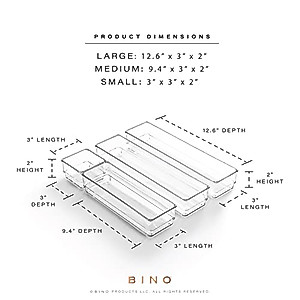 BINO 4-Piece Drawer Organizer Bin Set, Large | THE MODULAR | Multi-Purpose Storage | Durable | BPA-Free | Desk Drawer Organizer | Vanity Organizer | Bathroom Drawer Organizer | Makeup Drawer Organizer