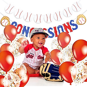 3 Pieces Baseball Garland Baseball Banner Glitter Concessions Banner Baseball Triangle Bunting Pennant Flag Sports Themed Baseball Decorations for Party Favors Baseball Birthday Party Supplies
