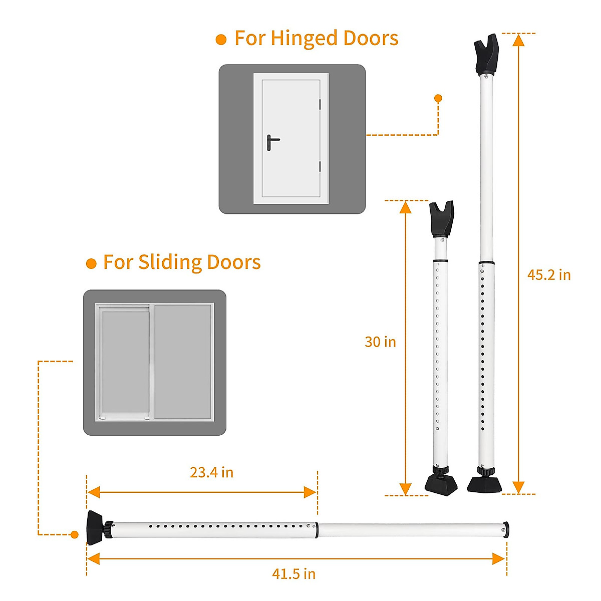 JIAN BOLAND Door Security Bar& Sliding Door Security Bar- Heavy Duty Home Security Door Stop Hotel & Apartment Security Security Upgrade-Adjustable