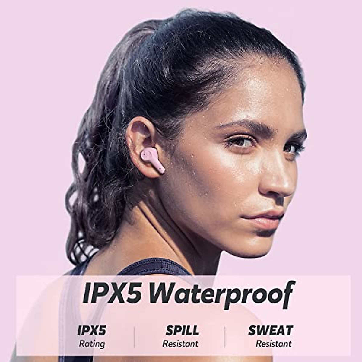 Wireless Earbuds Noise Cancelling Bluetooth Headphones with Microphone ENC Earphones in-Ear 40H Playtime Anti-Mistouch Design Game Music Dual Mode 3D Immersive Sound (Pink)