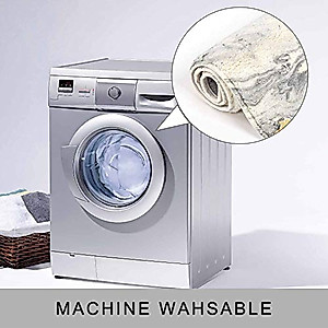 HAOCOO Round Area Rugs 3' Diameter Modern Abstract Beige Marble Throw Rugs Super Soft Velvet Non-Slip Chic Distressed Accent Floor Carpet for Bedroom Living Room Nursery Decor