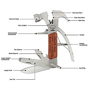 Fathers Day Gift, Dad Birthday Gifts for Dad from Daughter Son, All in One Tools Hammer Multitool, Unique Father's Day Gift, Cool Gadget Christmas Gifts Stocking Stuffer for Men