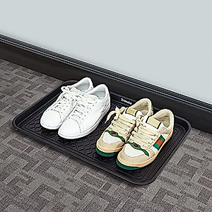 Trimate All Weather Boot Tray, 2 Pack Water Resistant Plastic, Multi-Purpose for Shoes, Pet Feeding Trays, Garden-Mudroom Entryway, Garage, Indoor or Outdoor - Medium, 24"x16" - (Black)