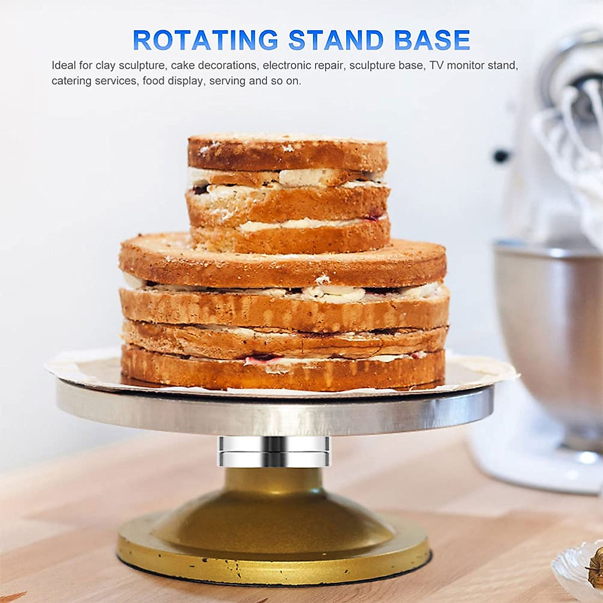 Rotating Cake Turntable Revolving Stand: Cake Decorating Display Stand 2pcs Aluminum Alloy Turntable Bearing for Flat Panel Monitor TV Lazy Susan Swivel Stand